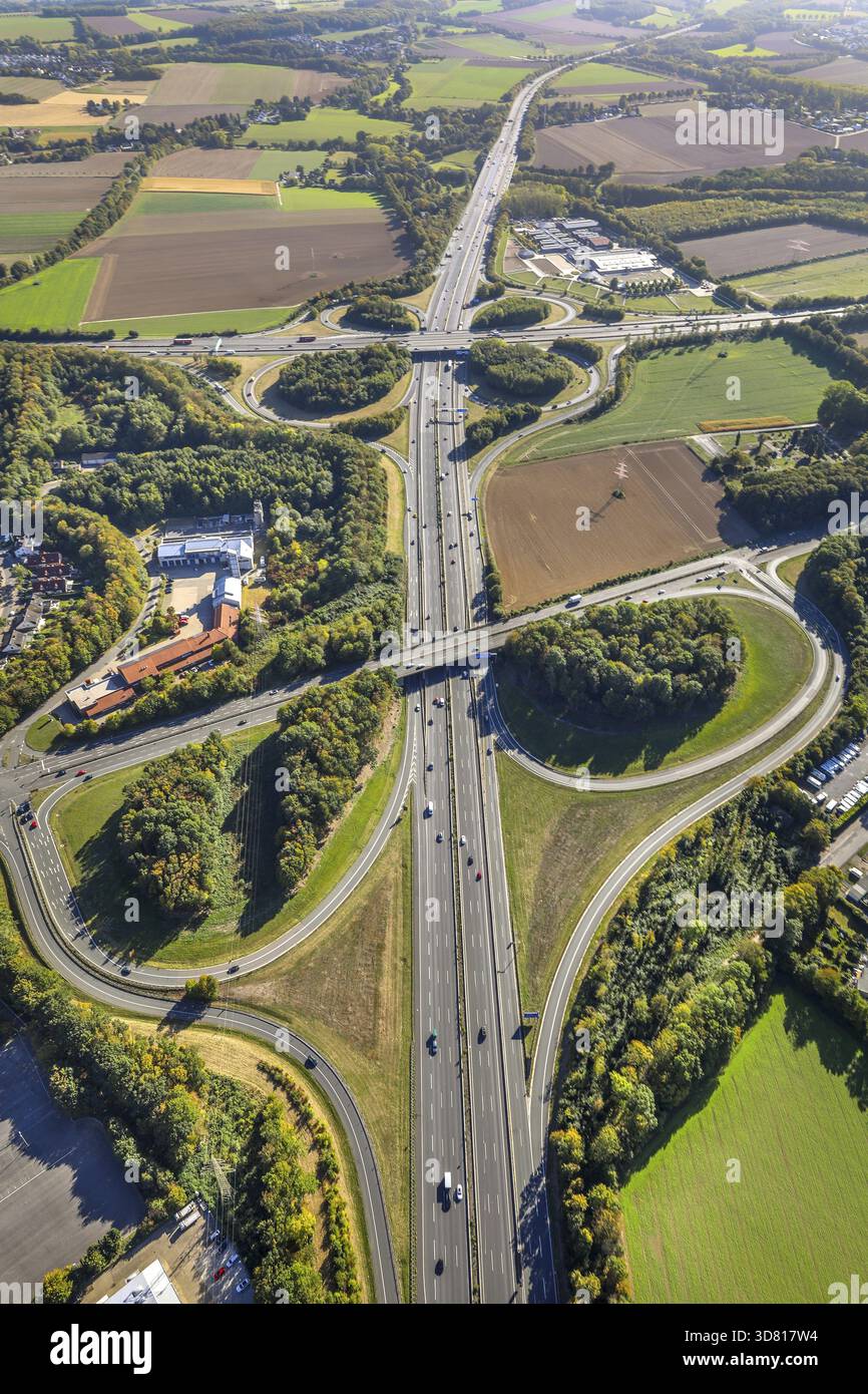 Aerial view, Autobahn junction B1 and Autobahn A1, interchange Dortmund ...