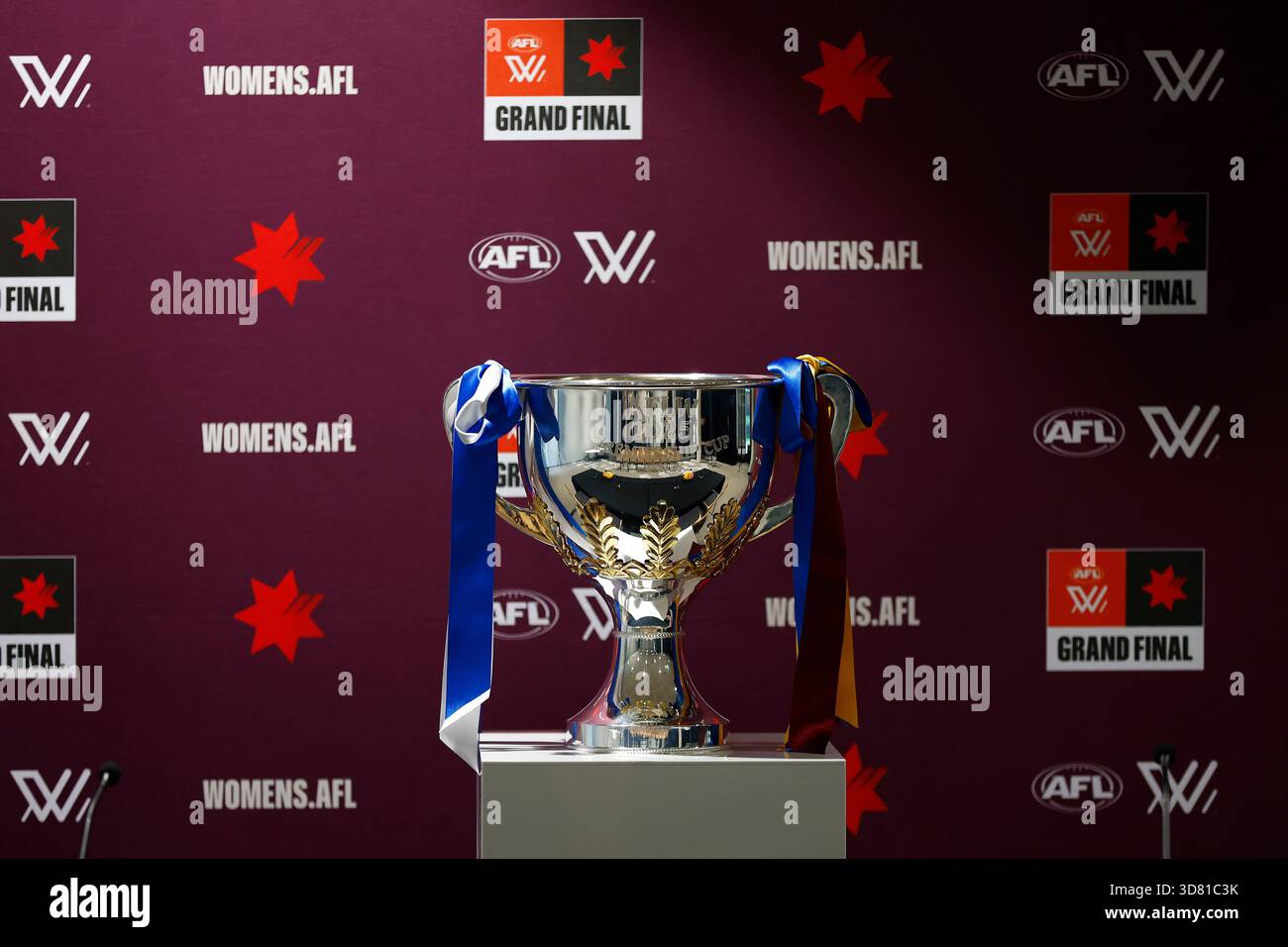 The 2025 AFLW Premiereship Trophy is seen on display ahead of the 2025 ...