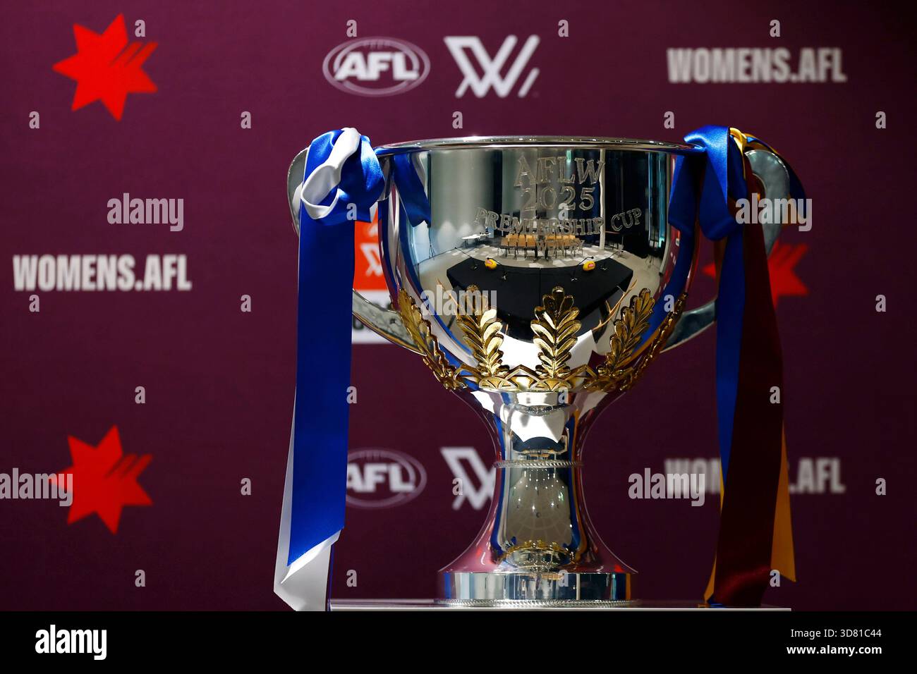 The 2025 AFLW Premiereship Trophy is seen on display ahead of the 2025 ...