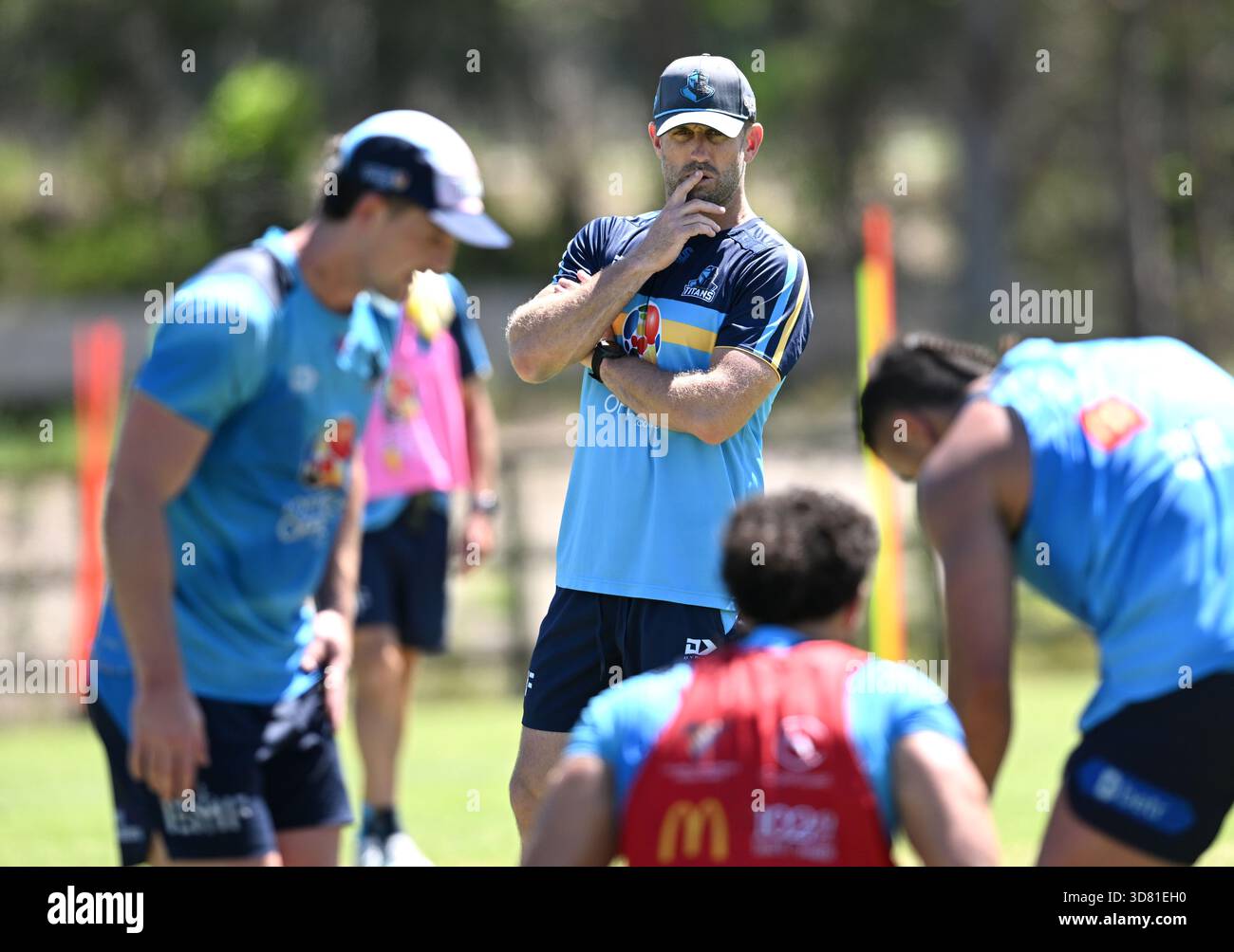 Gold Coast Titans coach Josh Hannay (centre) is seen during a Gold ...