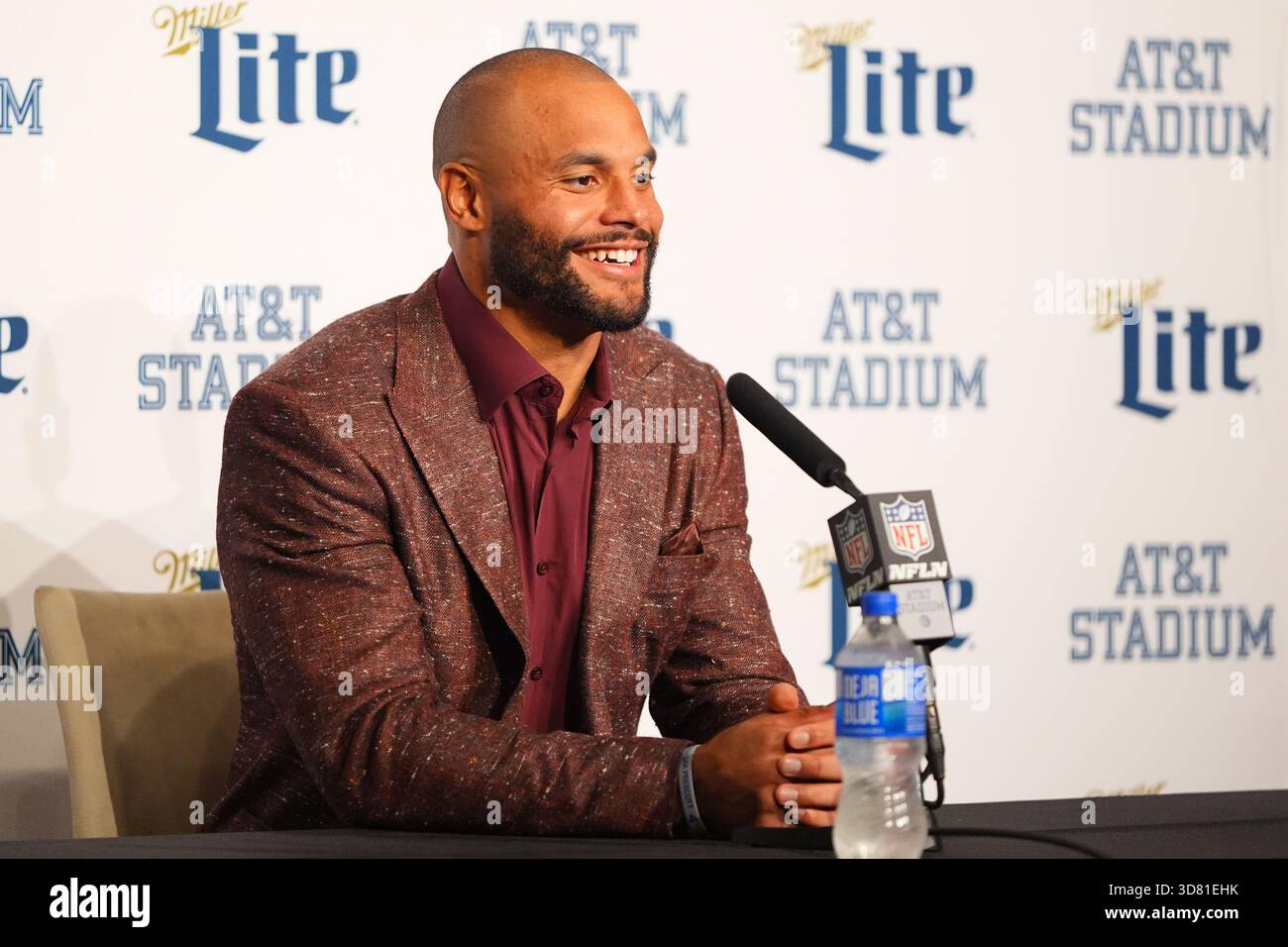 Dallas Cowboys quarterback Dak Prescott speaks during a news conference ...