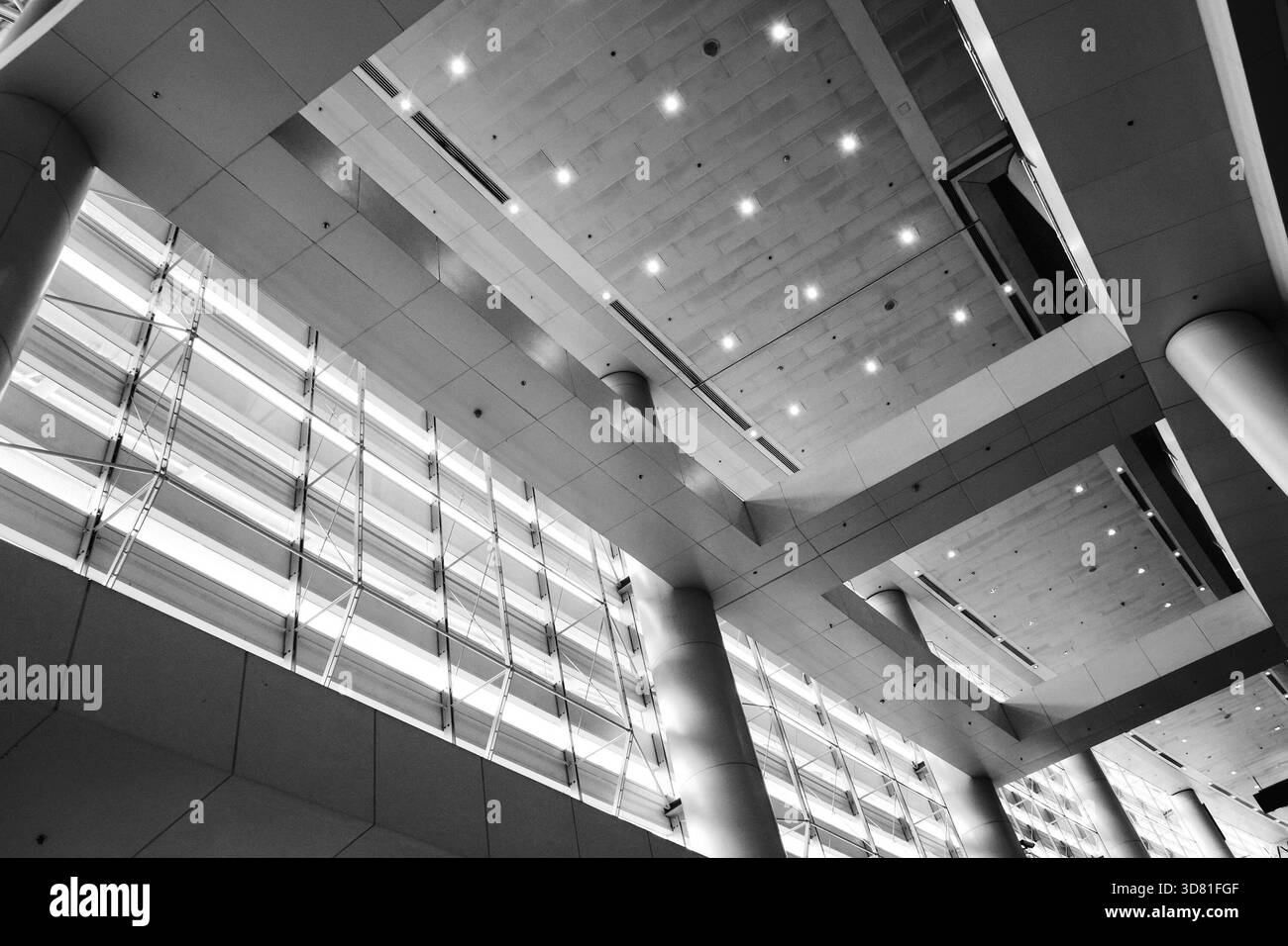 Modern architecture interior people Black and White Stock Photos ...