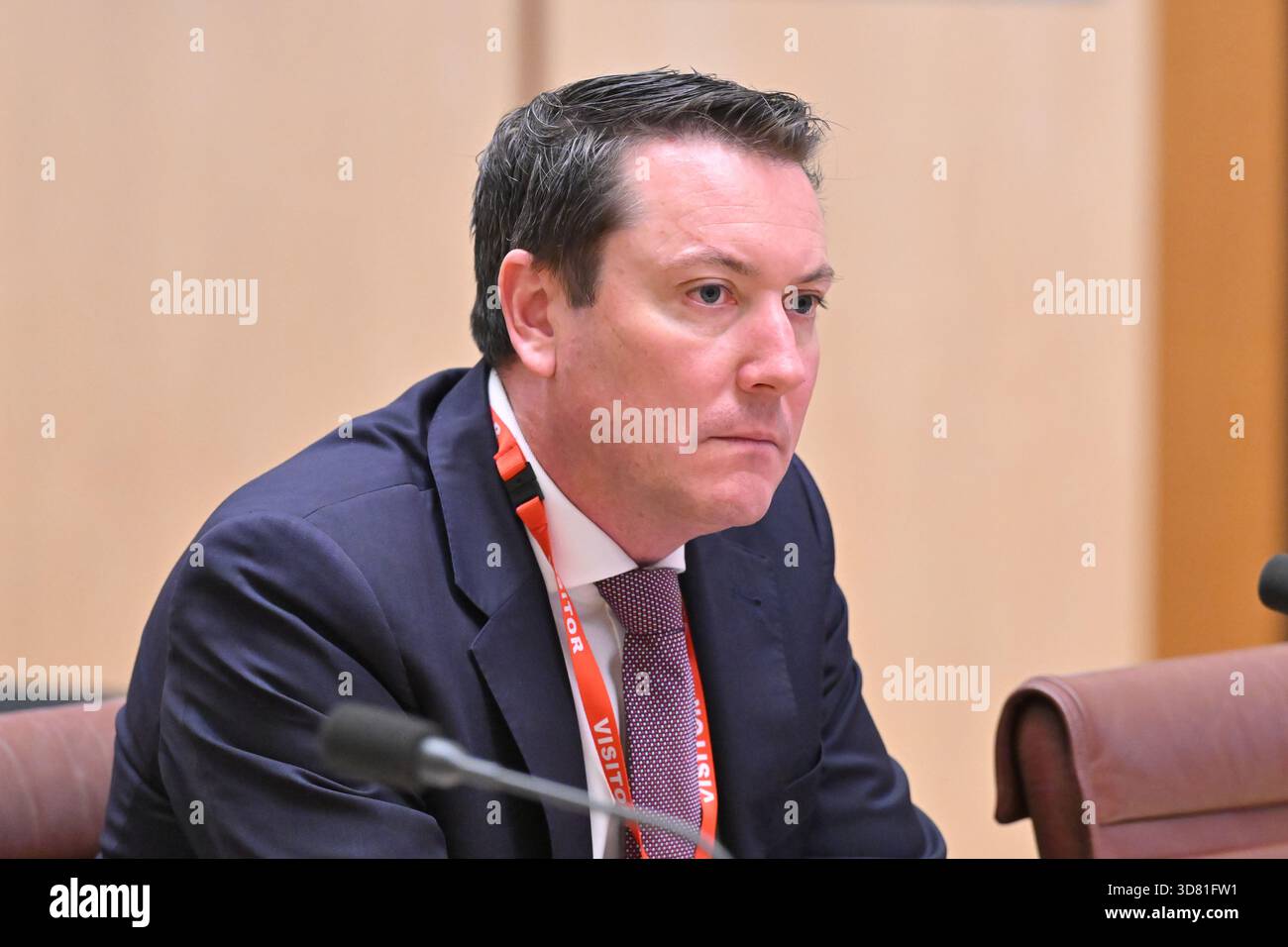 QantasLink Chief Operating Officer Nick Collie at a committee hearing ...