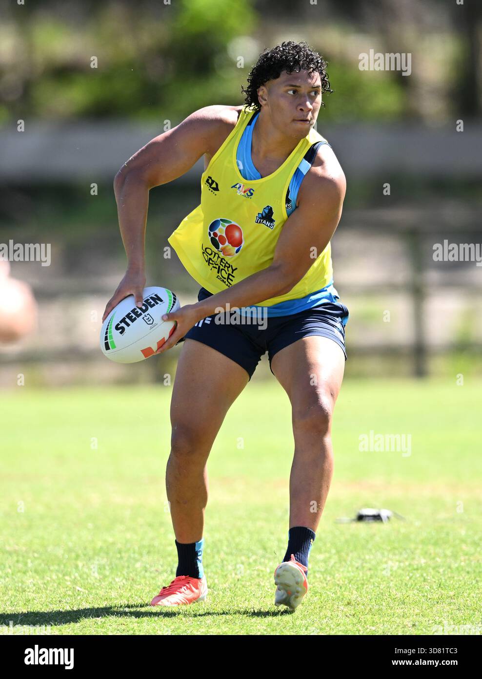 Taylan To'a in action during a Gold Coast Titans NRL training session ...