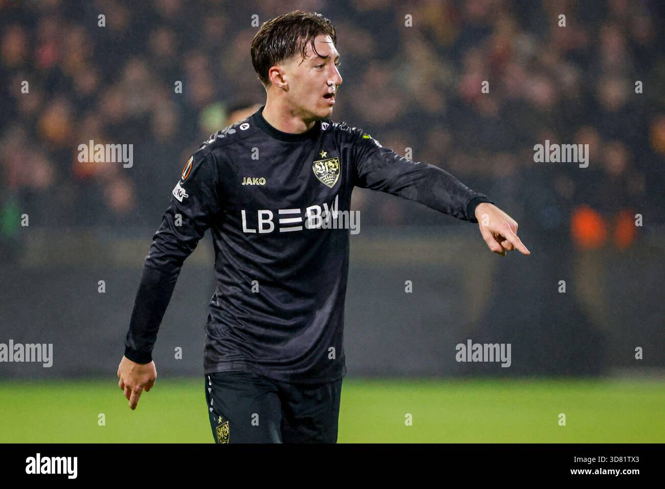 Angelo Stiller of VfB Stuttgart gestures during the Dutch Eredivisie ...