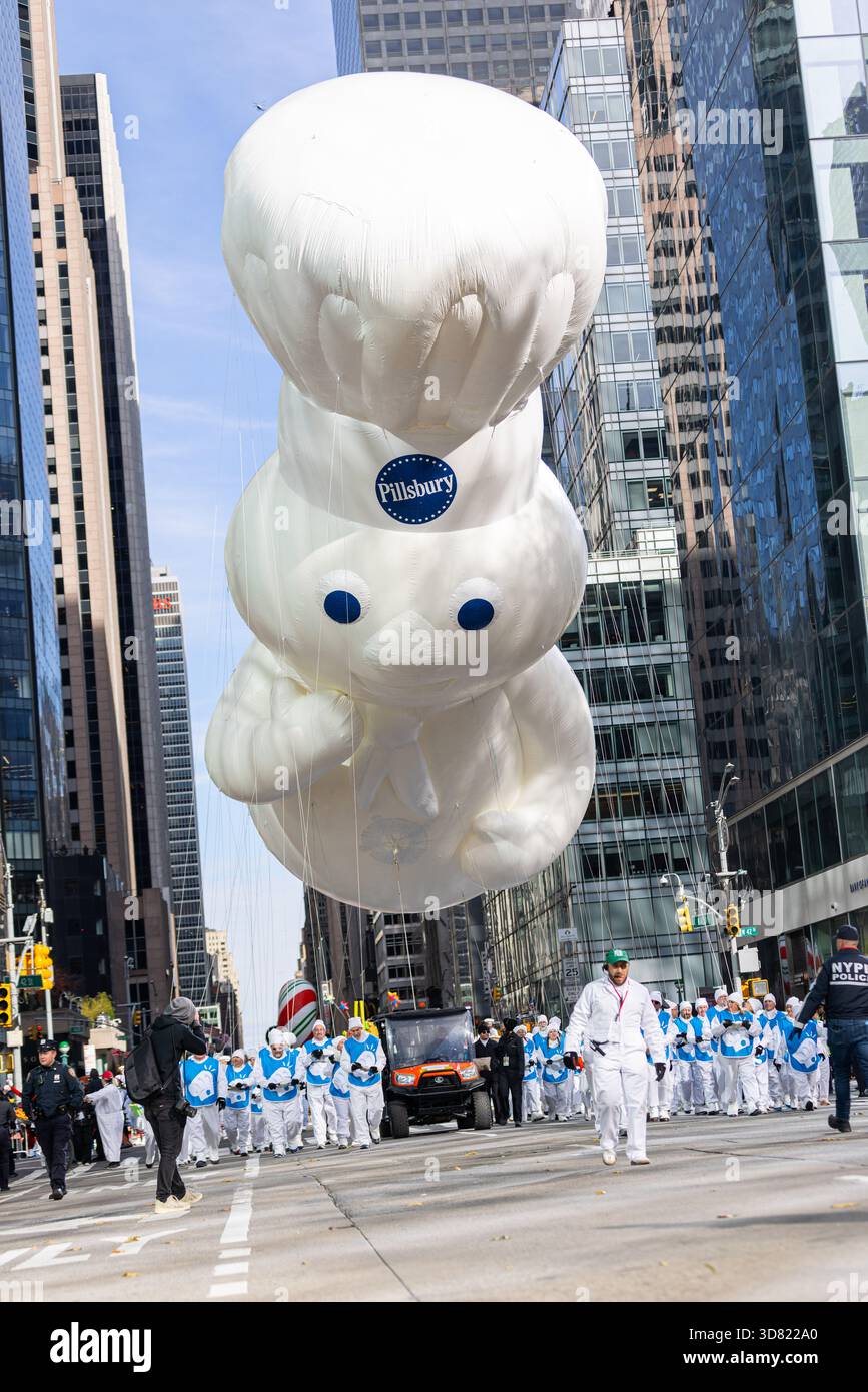 A large Pillsbury Doughboy balloon can be seen at the 99th Annual Macy ...