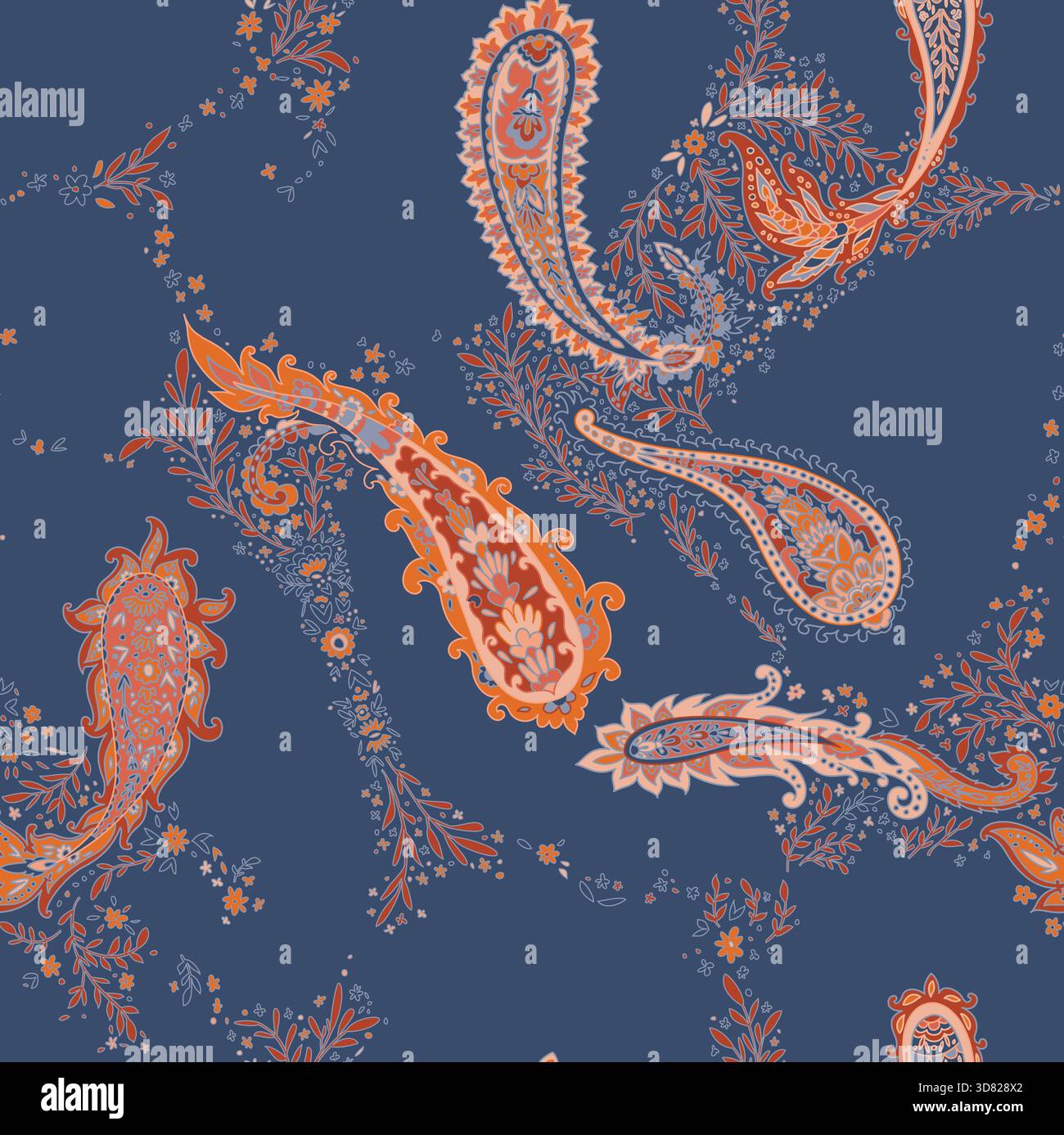 Navy paisley Stock Vector Images - Alamy