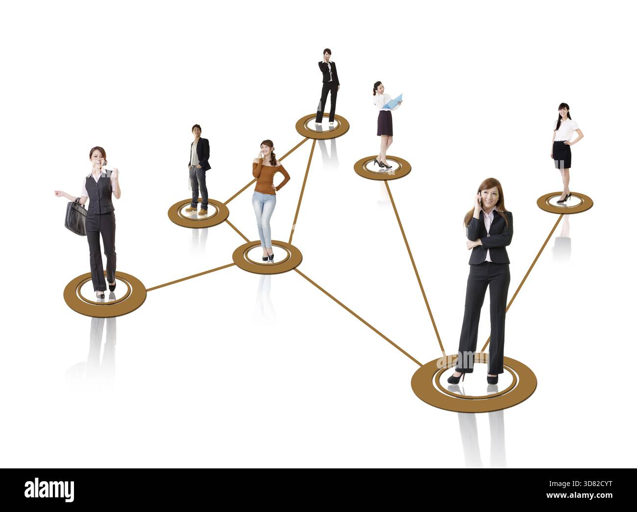 Business network, Asian business people use mobile phone to communicate ...
