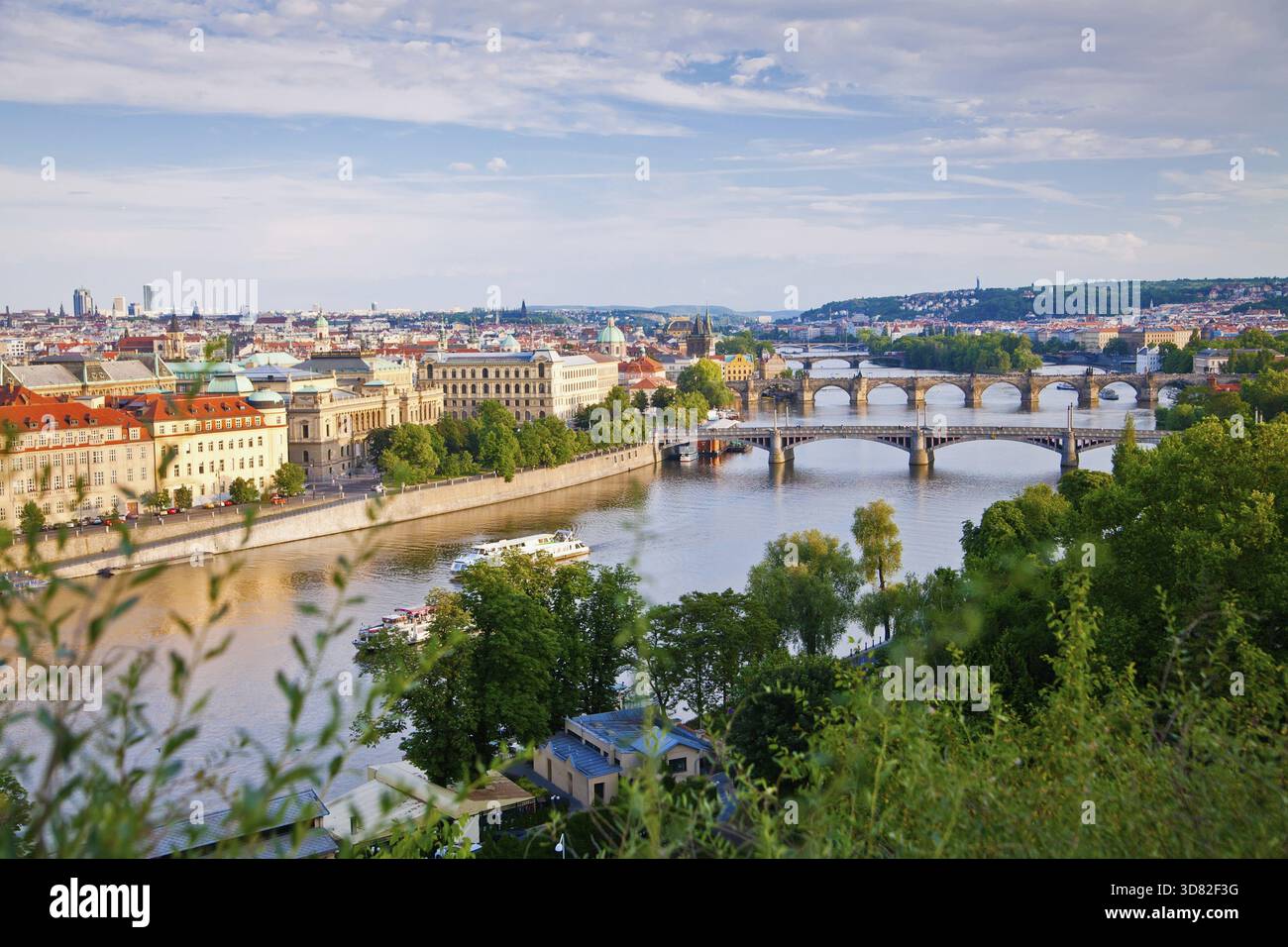 View of Prague and its bridges crossing the Vltava river Stock Photo ...