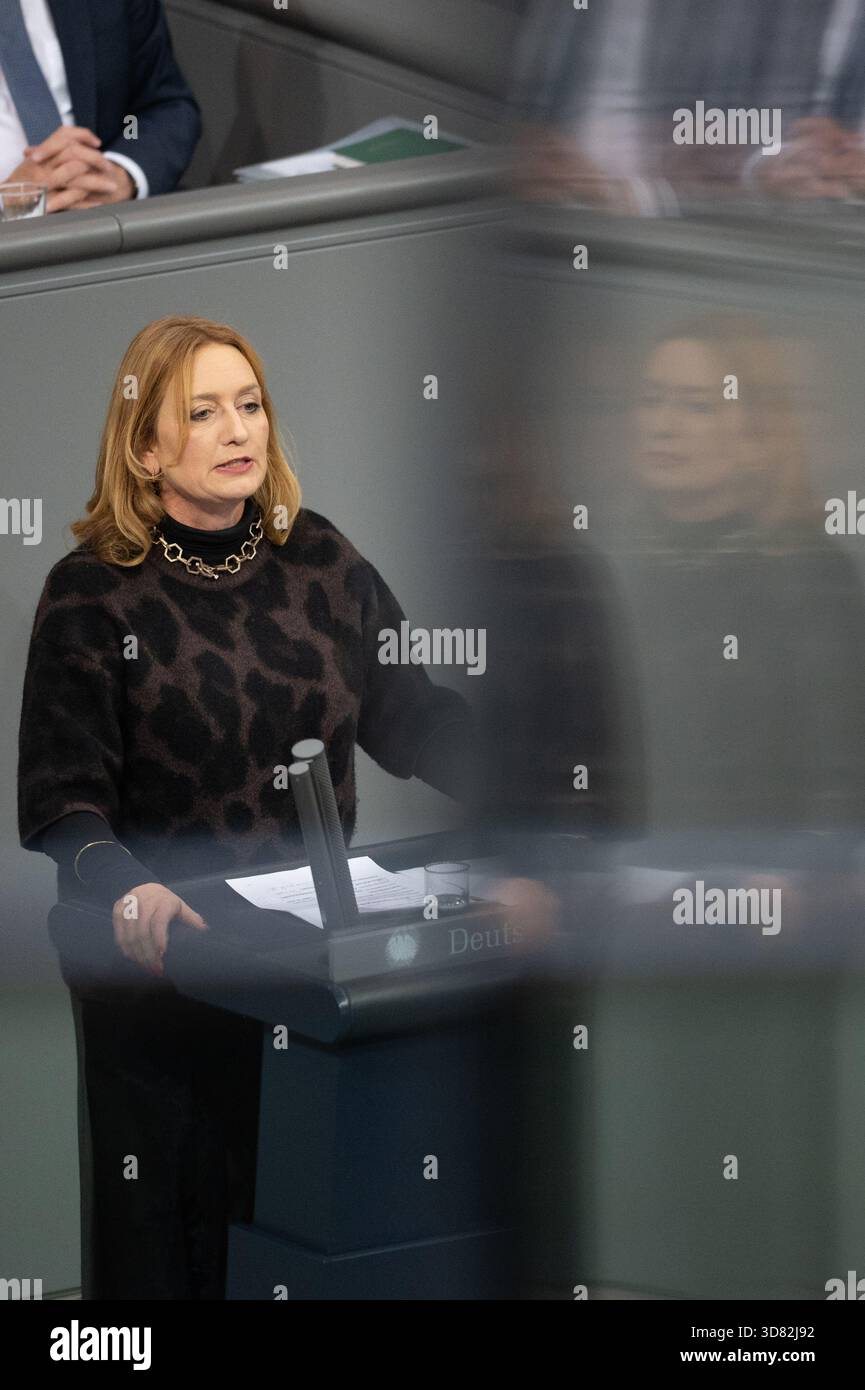 27 November 2025, Berlin: Caren Lay (Die Linke) speaks in the debate on ...