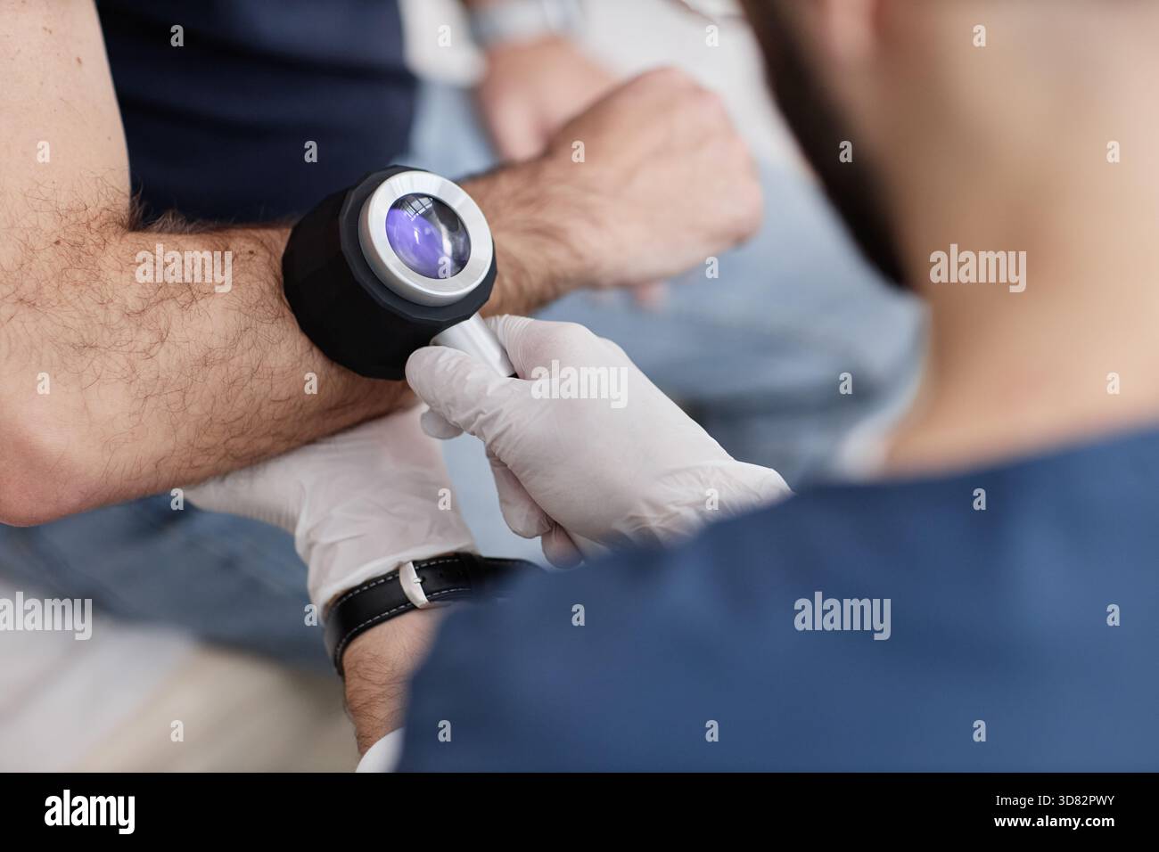 Middle Aged Man Undergoing Skin Examination by Dermatologist Stock ...