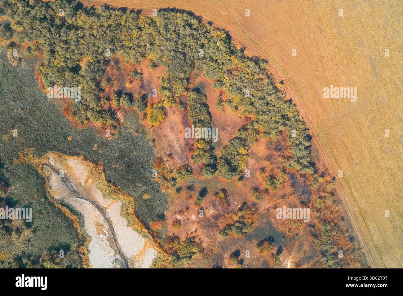 Aerial evidence of war-related fire damage. Scorched earth and burnt ...