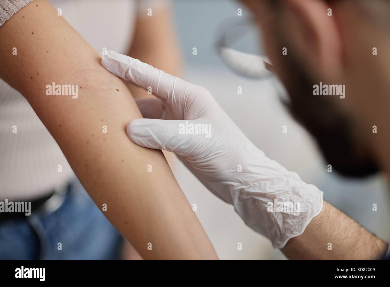 Woman Undergoing Skin Examination by Dermatologist Stock Photo - Alamy