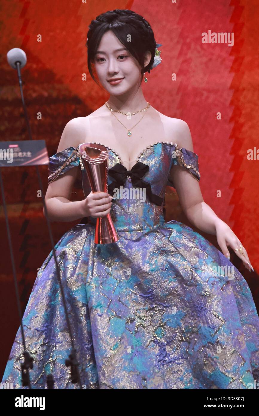 Chinese actress Hou Chengyue attends an activity in Taiyuan City, north ...