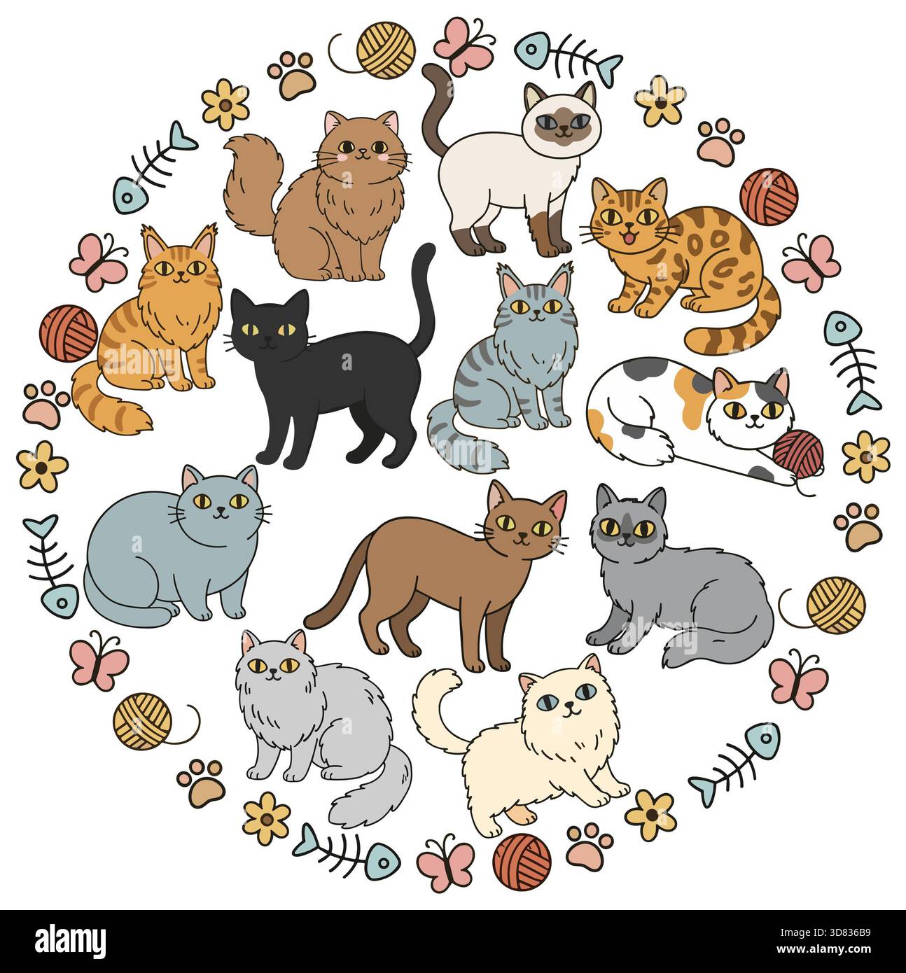 Cartoon illustration cats kittens hi-res stock photography and images ...