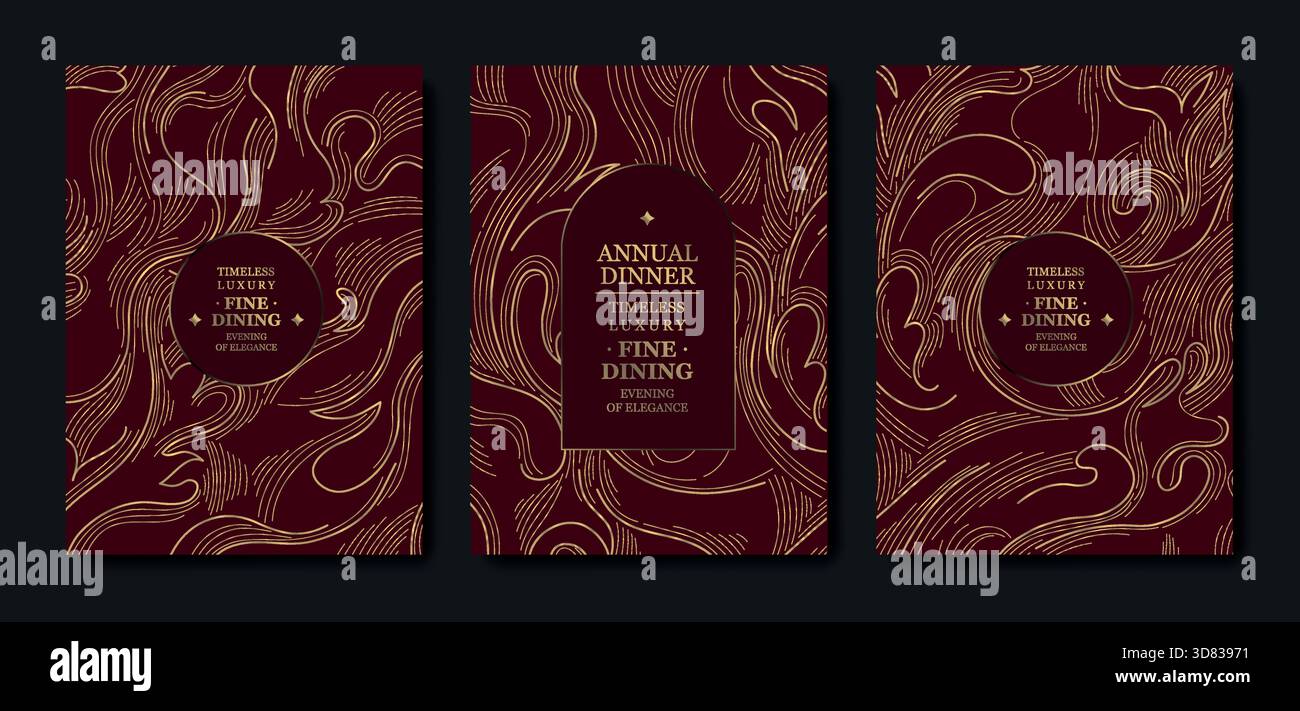 Premium burgundy and gold invitation design, elegant floral accents ...