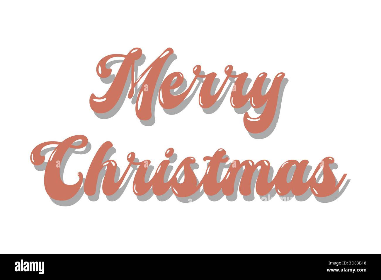 Merry Christmas in cursive reddish-brown font with gray drop shadow on ...