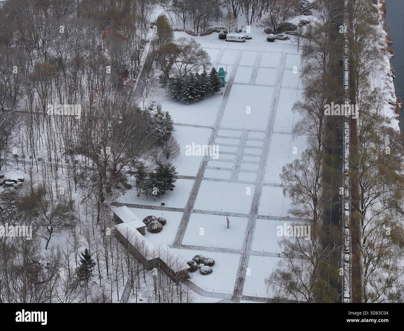 Aerial photo shows the snow scenery in Shenyang City, northeast China's ...
