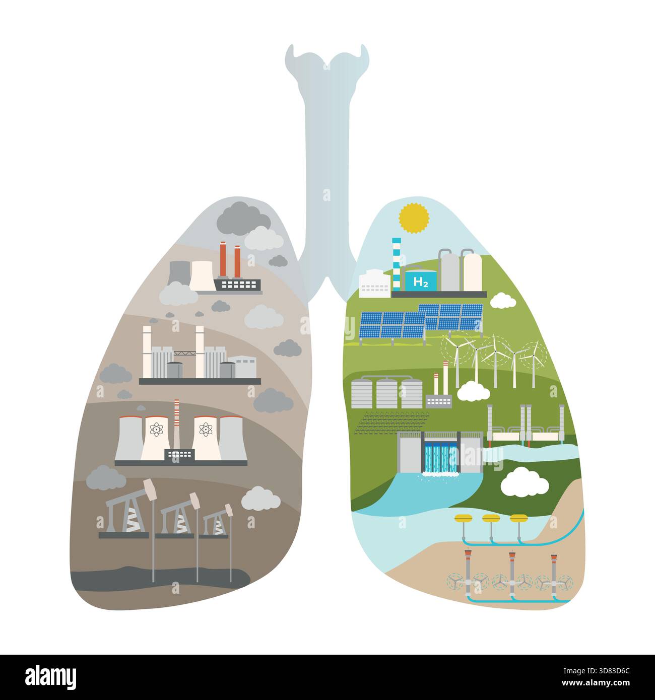 Environmental concept. Air pollution follows energy consumption by ...