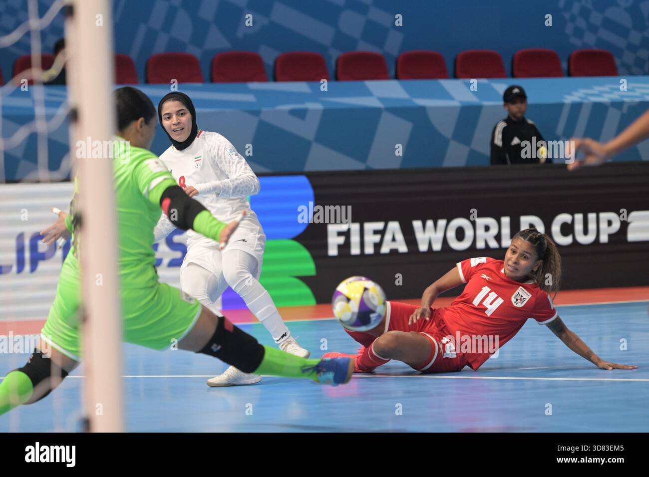 Elham Anafjeh (C) of Islamic Republic of Iran Women Futsal team, Mariam ...