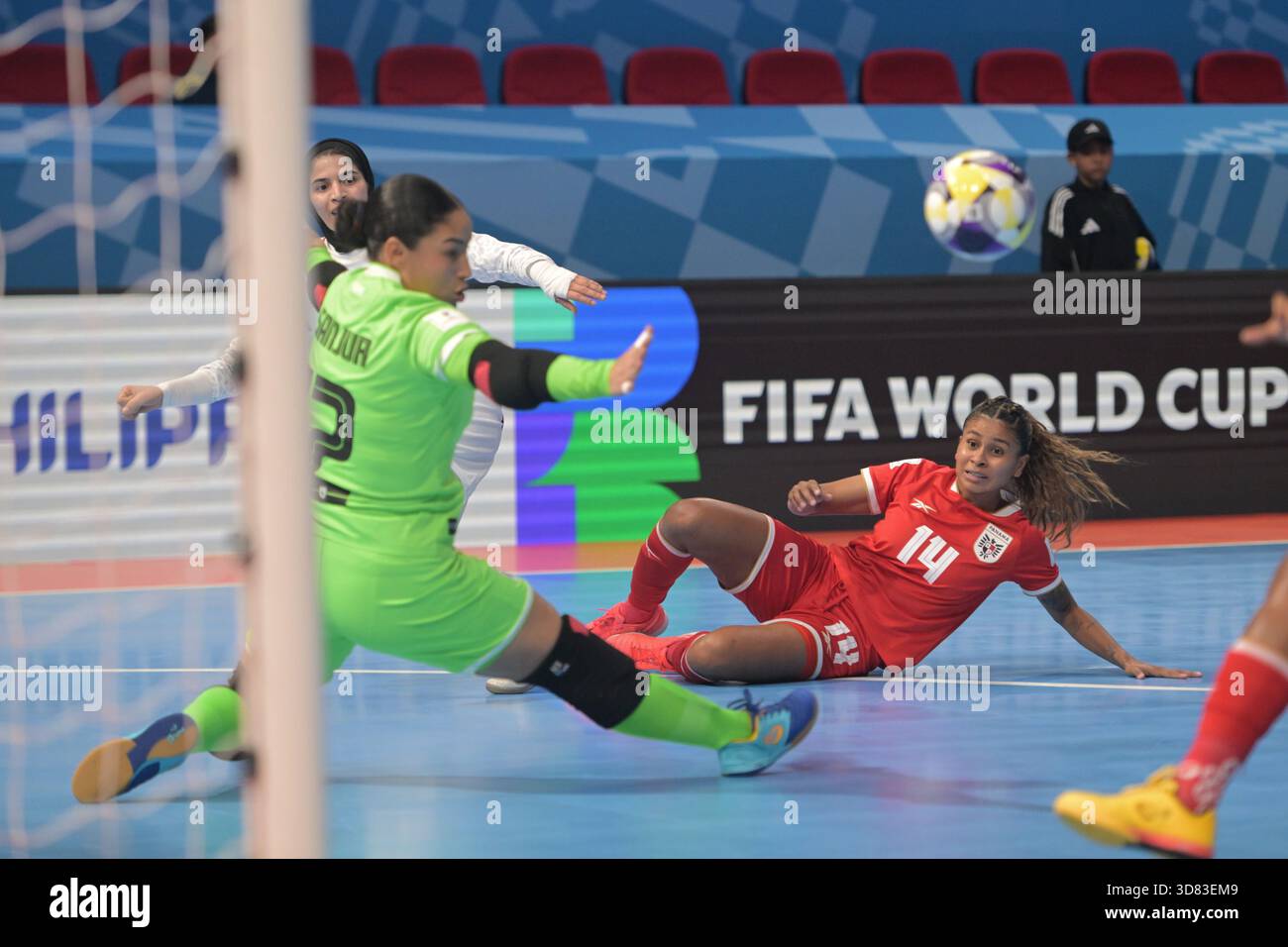 Elham Anafjeh (back) of Islamic Republic of Iran Women Futsal team ...
