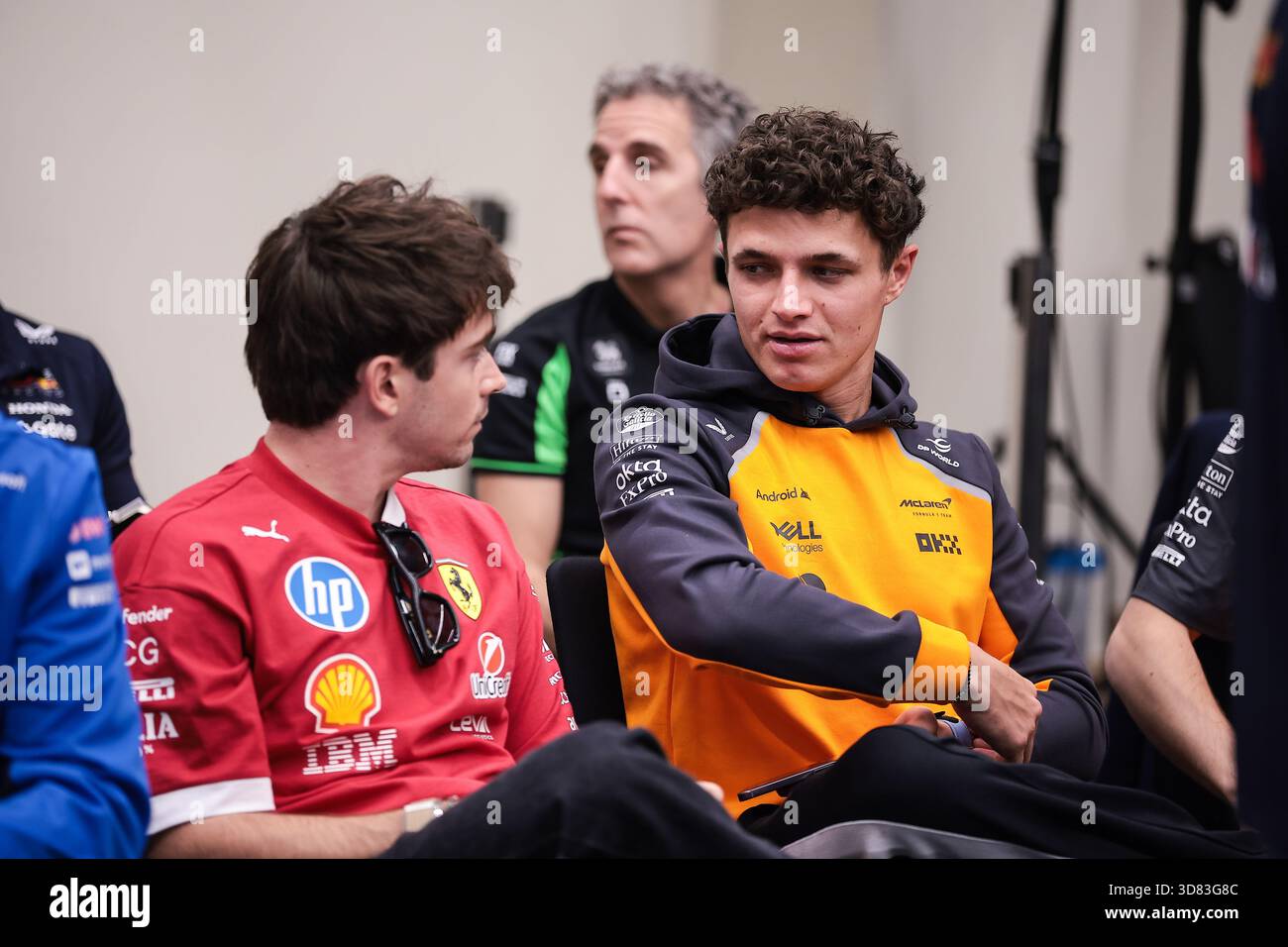 LECLERC Charles (mco), Scuderia Ferrari SF-25, portrait and NORRIS ...