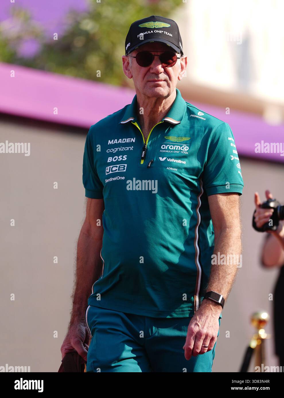 Aston Martin managing technical partner Adrian Newey arrives before ...