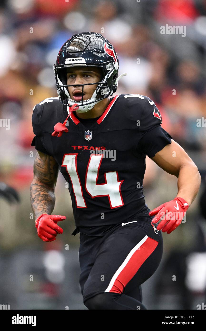 Houston Texans wide receiver Jaylin Noel (14) runs a route against the ...