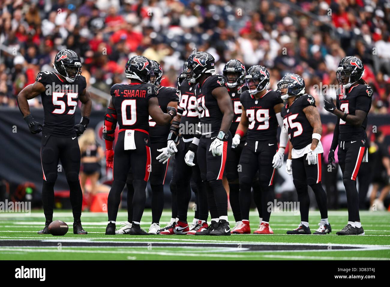 Houston Texans defense stands on the field in the first half of an NFL ...