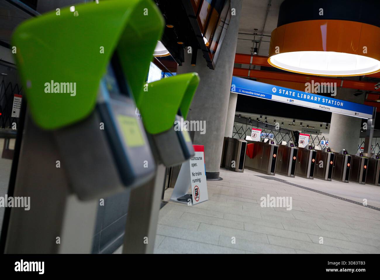 General view of the underground State Library Station seen along the ...
