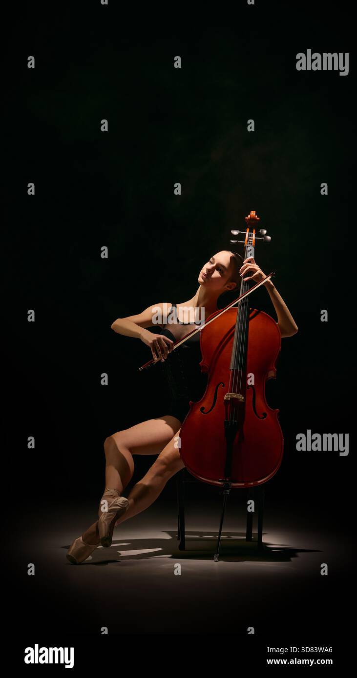 Ballet musician merging dance lines with expressive cello performance ...