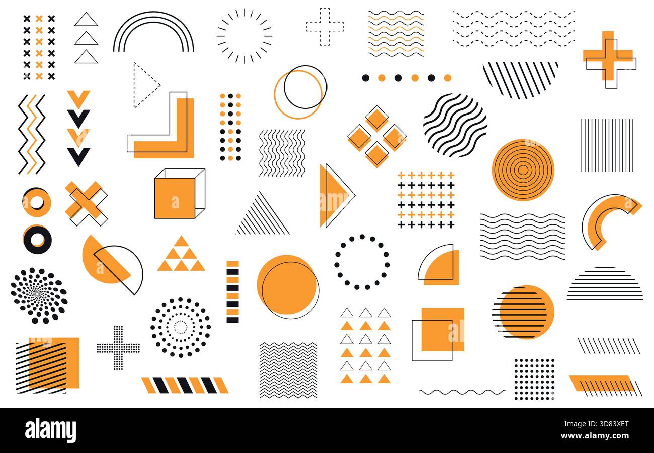 geometric shapes memphis element set illustration vector design ...