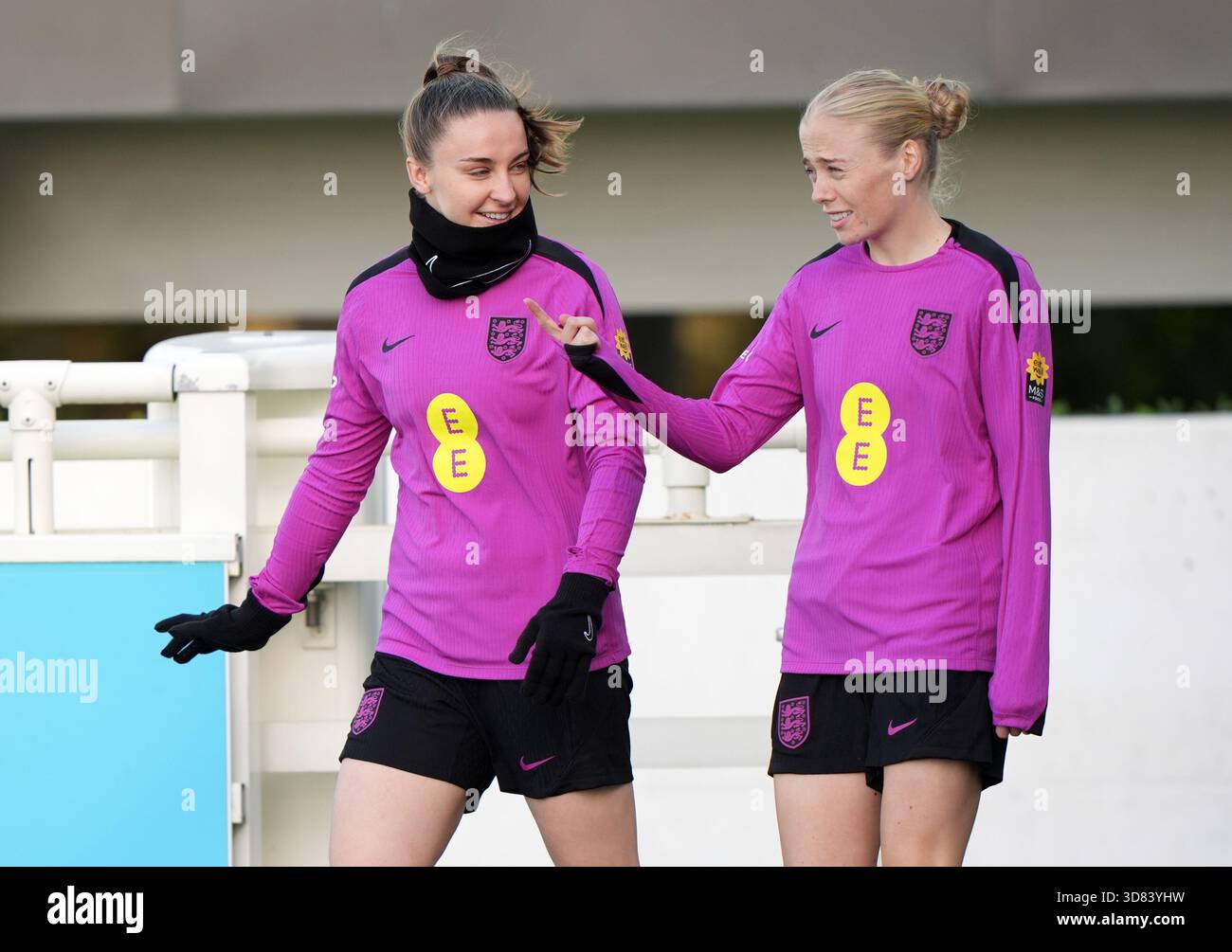 England's Niamh Charles (left) and Grace Fisk during a training session ...