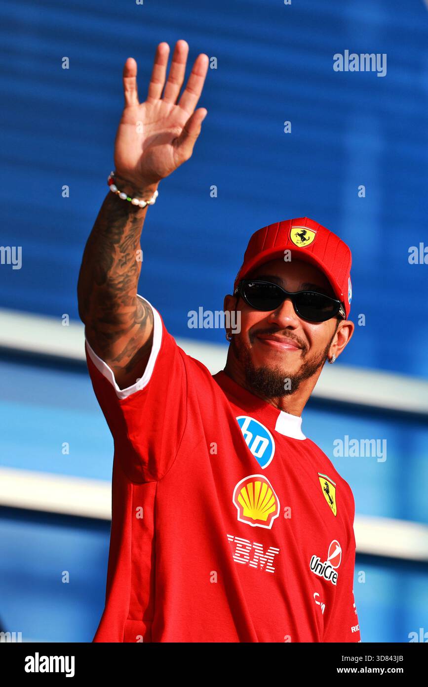 Lewis Hamilton (GBR) Ferrari on the FanZone Stage. 28.11.2025 Formula 1 ...