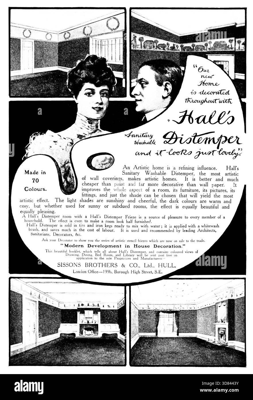 1910 Sissons Brothers, Hull, Halls Sanitary Washable Distemper ...