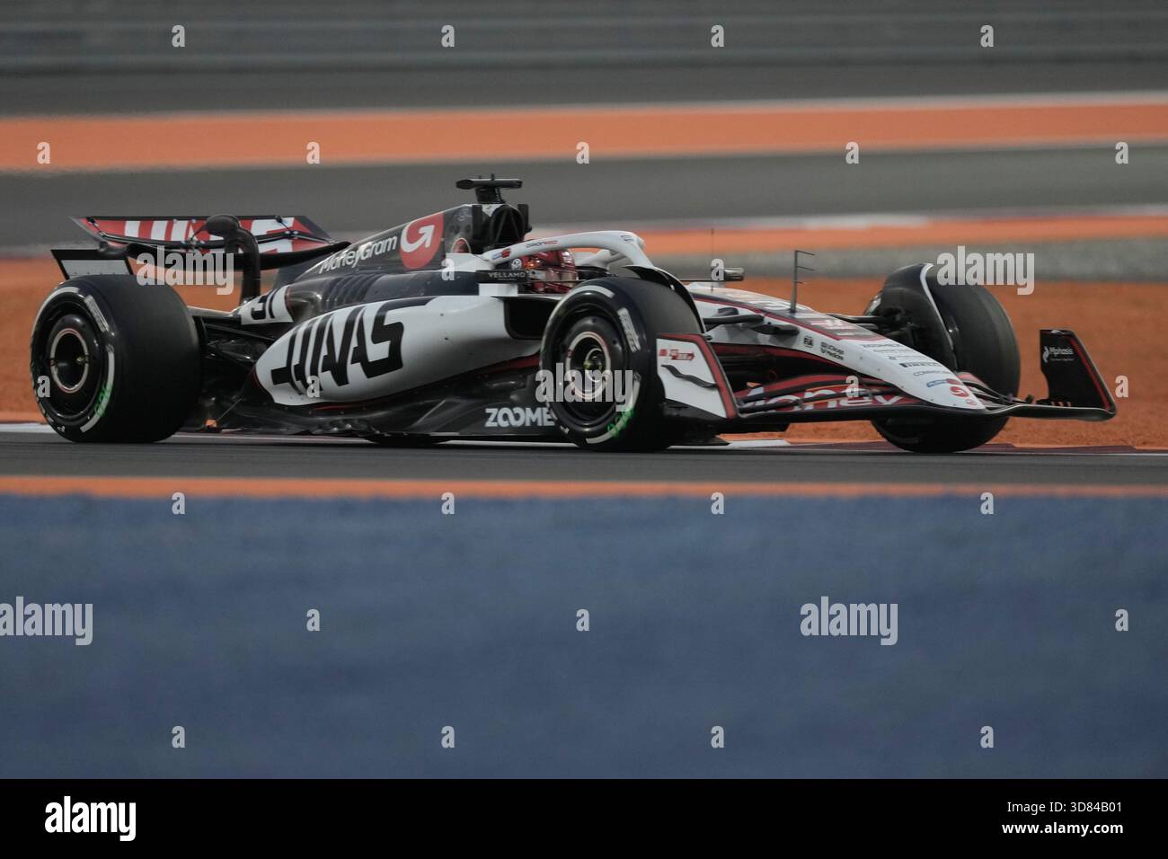 Haas driver Esteban Ocon of France in action during first practice for ...