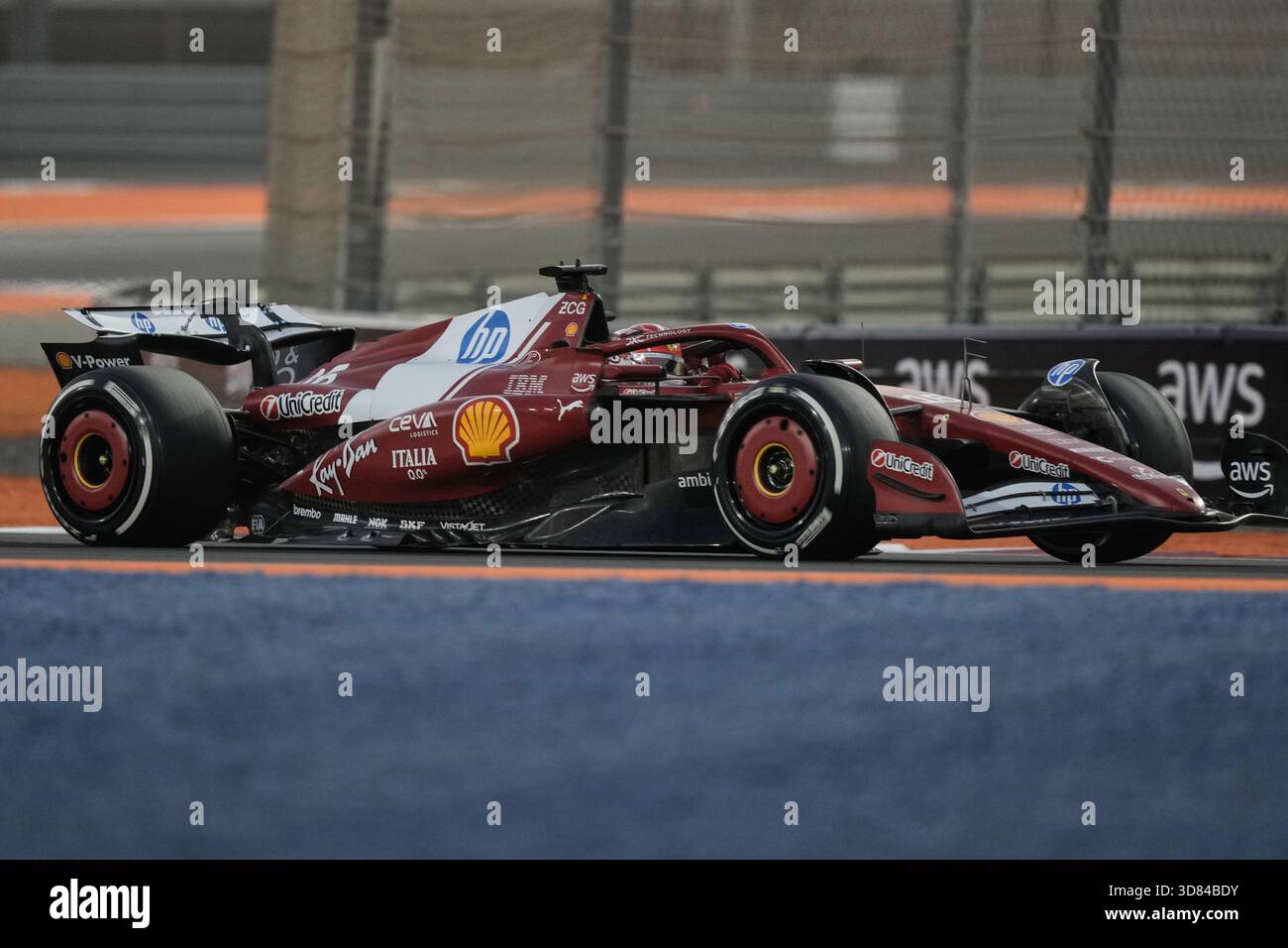 Ferrari driver Charles Leclerc of Monaco in action during first ...