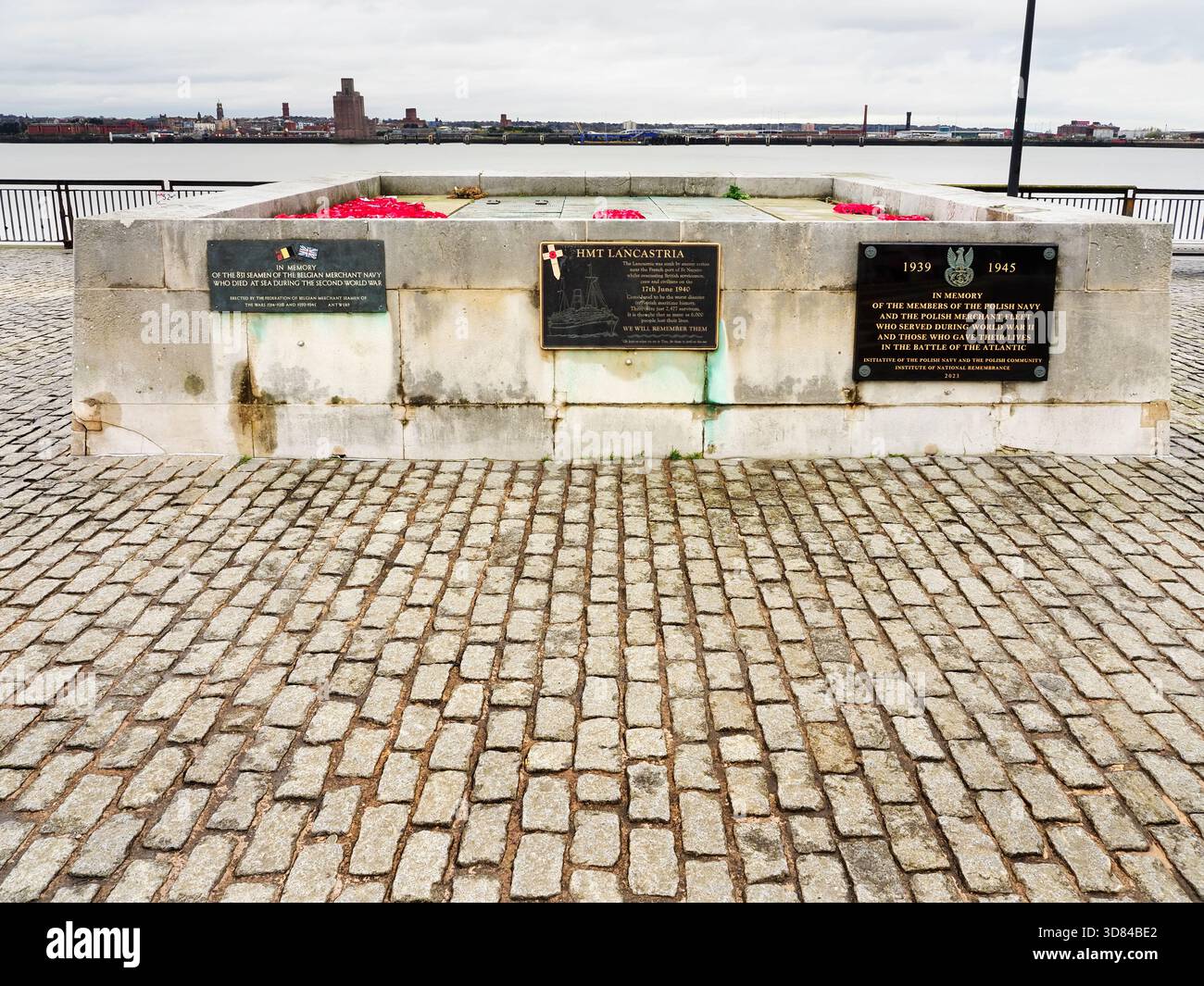 Plaques commemorating Belgian Merchant Navy HMT Lancastria and Polish ...