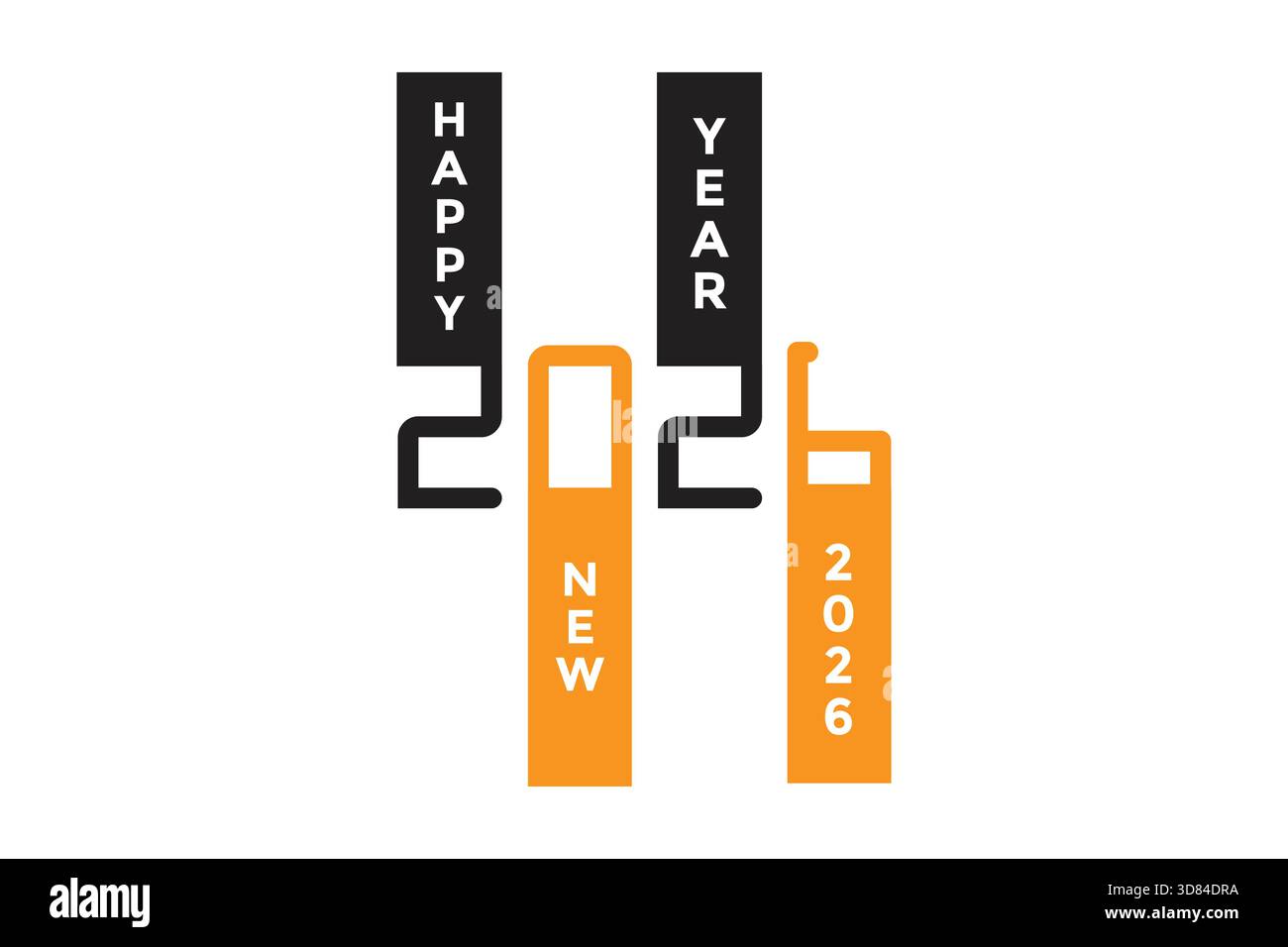 Happy New Year 2026 text displayed on blackish-grey and orange ...