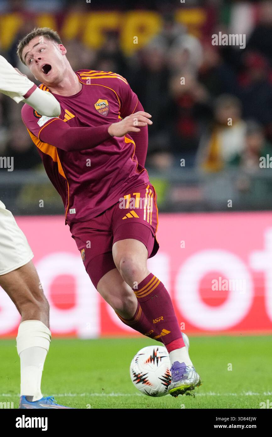 Roma’s Evan Ferguson during the Uefa Europa League soccer match between ...