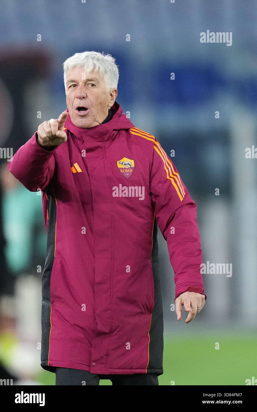 Roma’s head coach Gian Piero Gasperini during the Uefa Europa League ...
