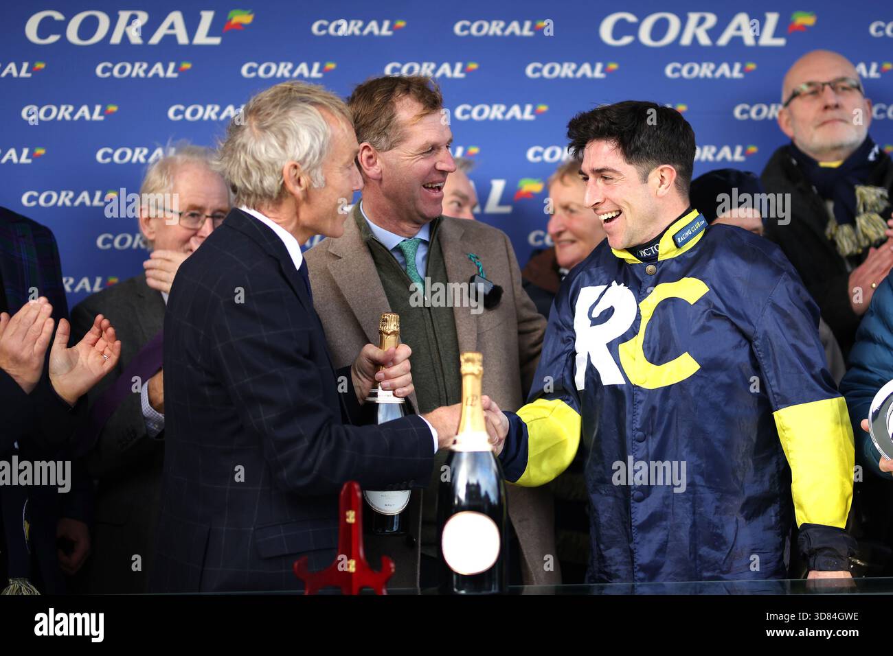 Jockey Gavin Sheehan (right) and trainer Jamie Snowden (centre ...