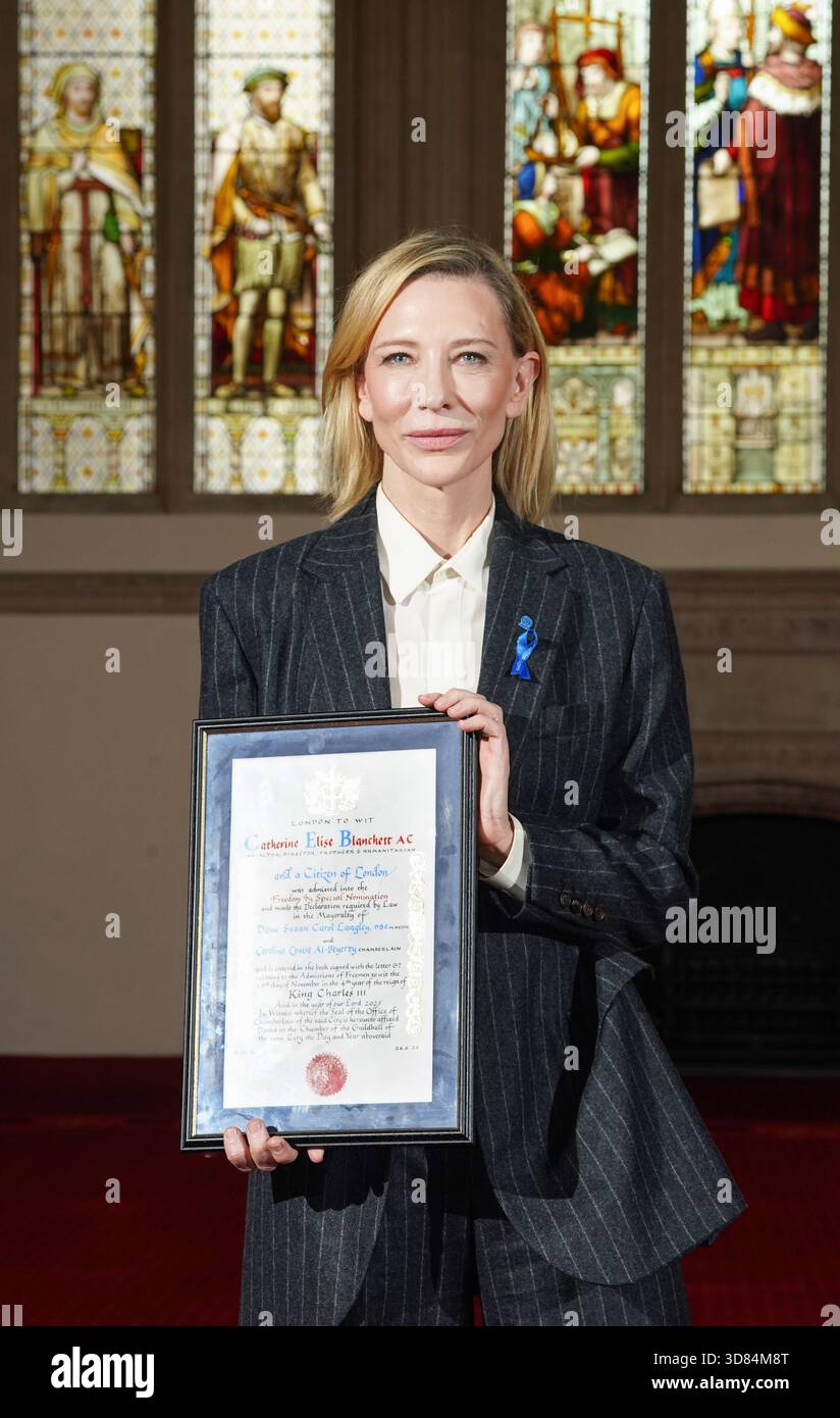 Actress Cate Blanchett after receiving the Freedom of the City of ...