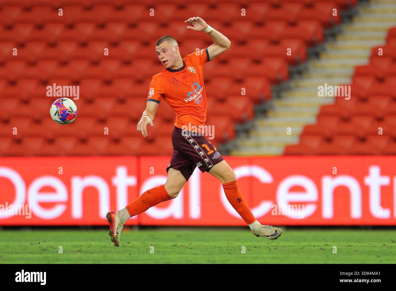 Justin Vidic (17 Brisbane) is unable to control the ball while running ...
