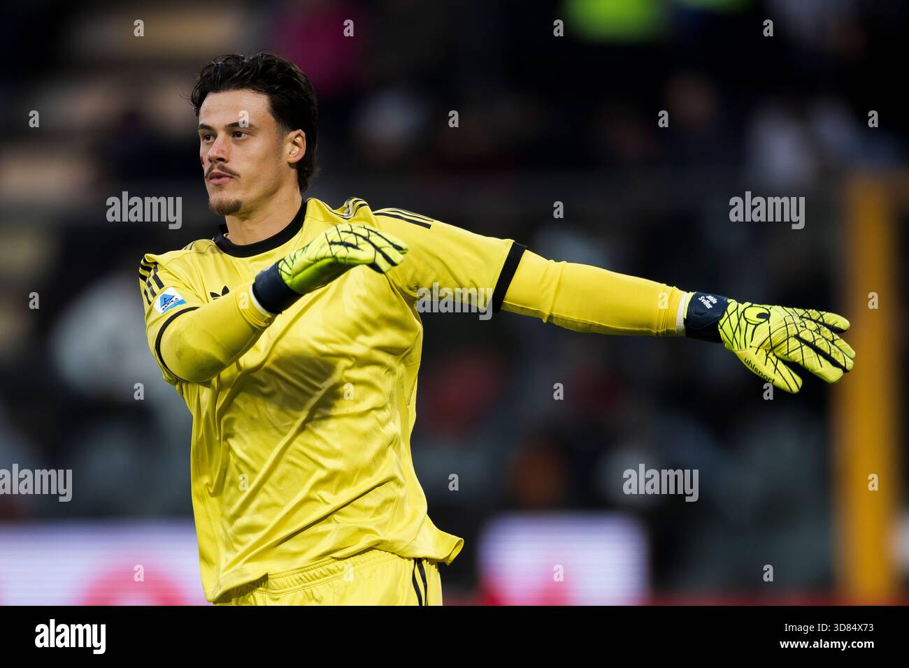 Mile Svilar of AS Roma gestures during the Serie A football match ...