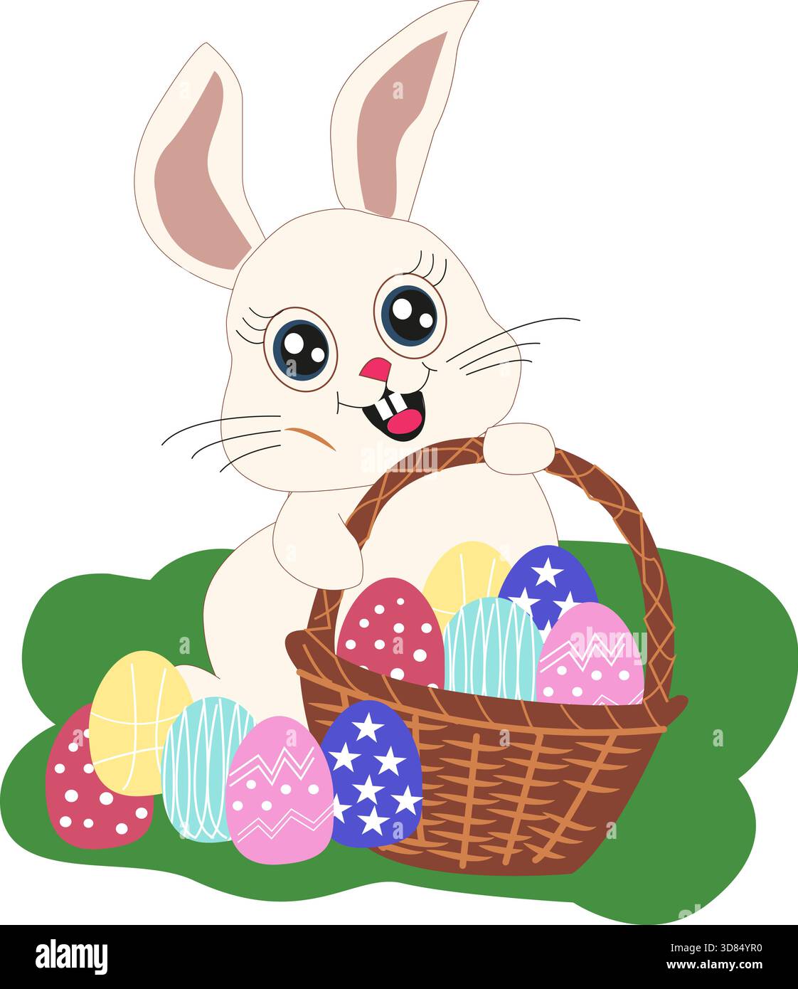 Rabbit basket eggs in Stock Vector Images - Alamy