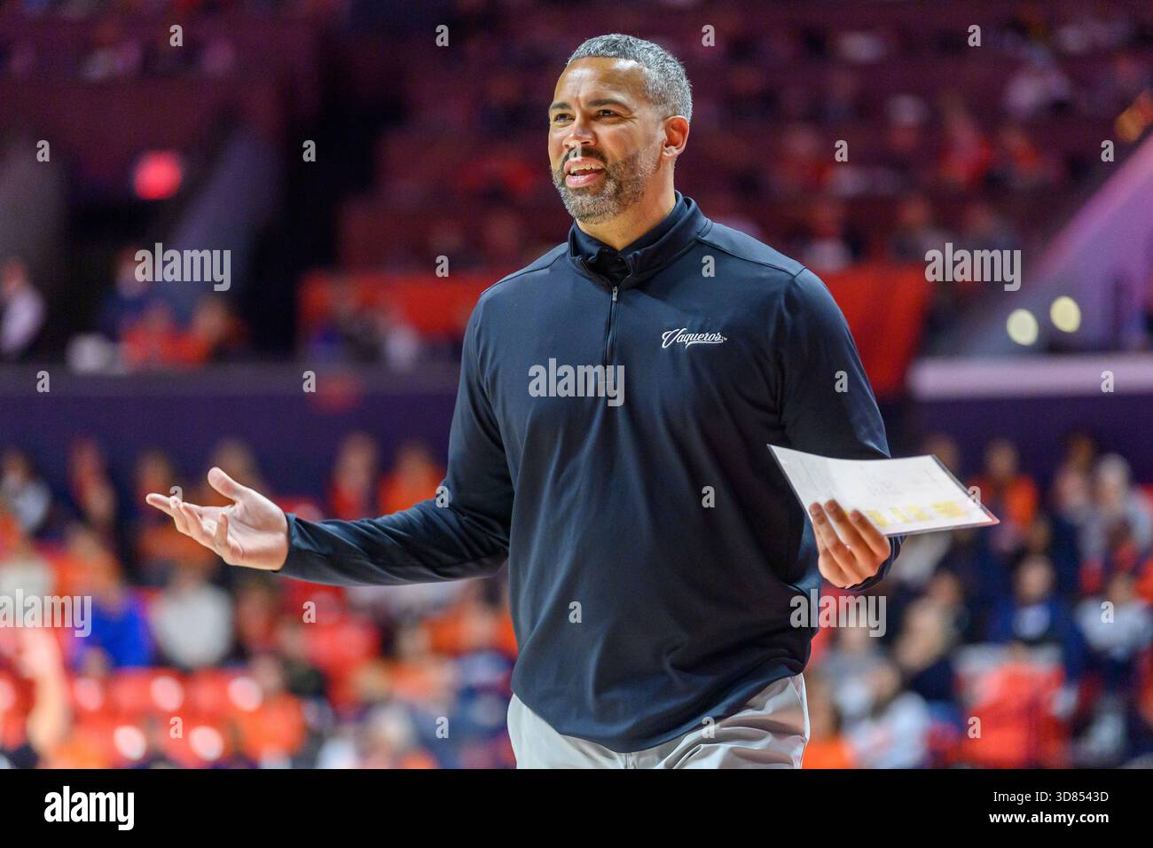 Texas Rio Grande Valley head coach Kahil Fennell reacts during an NCAA ...