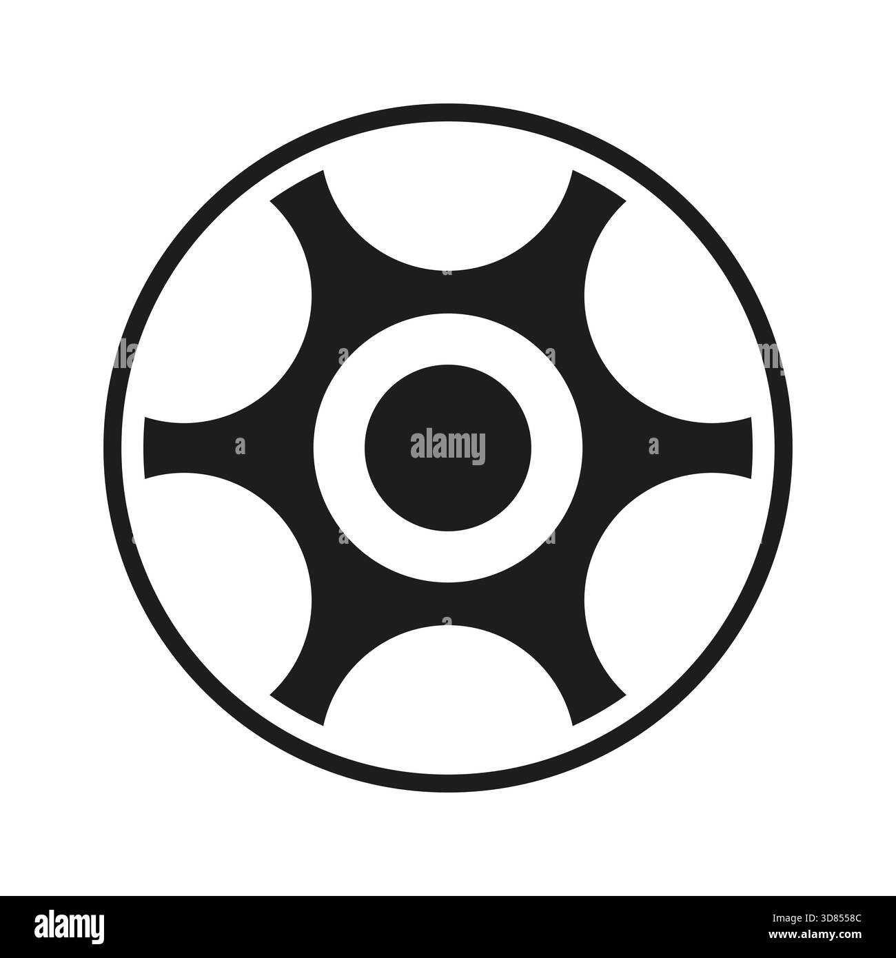 Revolver drum icon. Weapon cylinder symbol. Six chamber Vector. Black ...