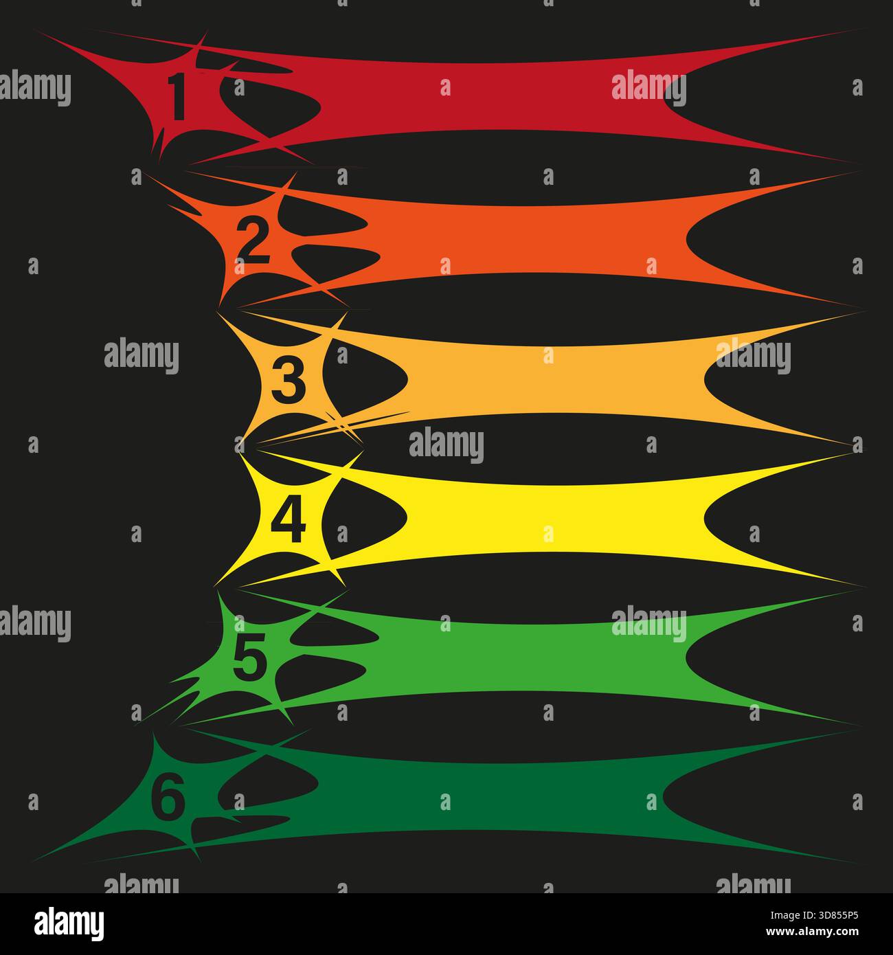 Infographic sharp steps. Six level progression. Colorful banner Vector ...