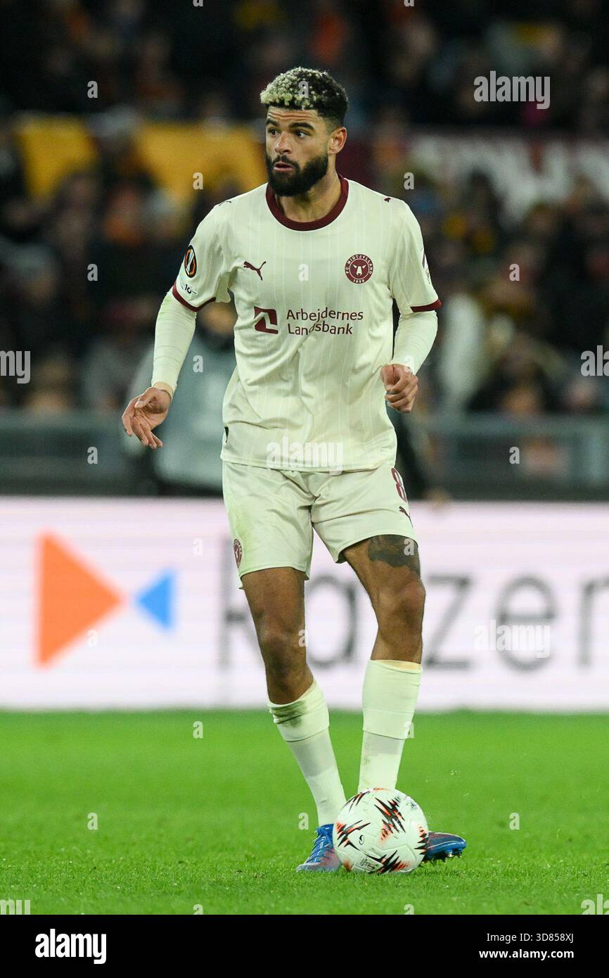Olimpico Stadium, Rome, Italy - Philip Billing of FC Midtjylland during ...